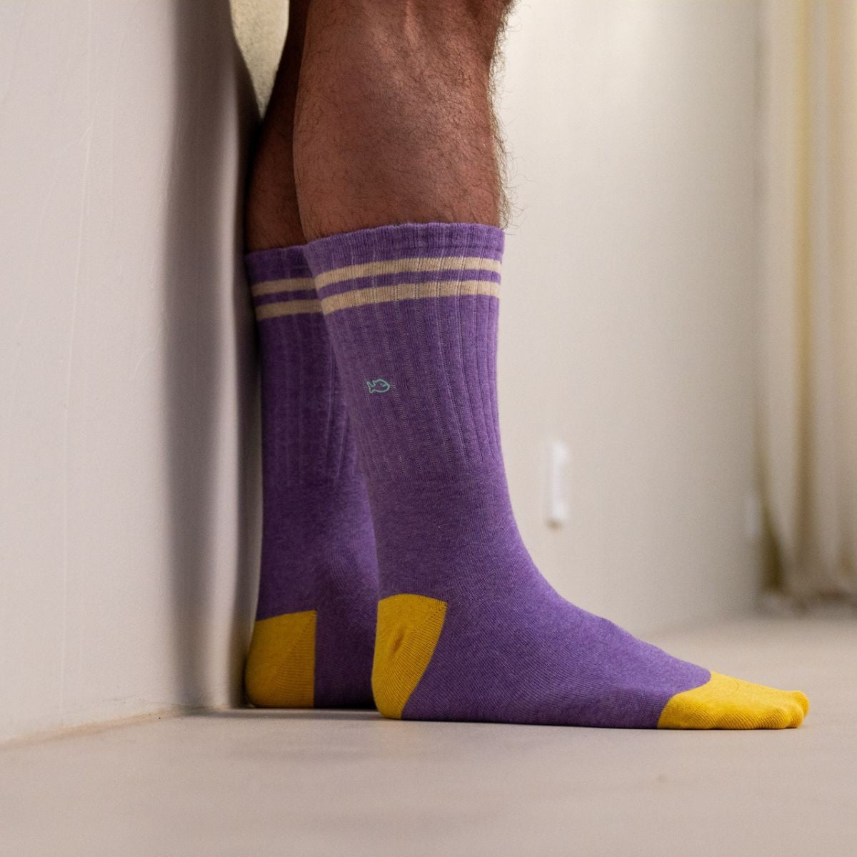Socks in combed cotton retro - mottled purple - BILLYBELT