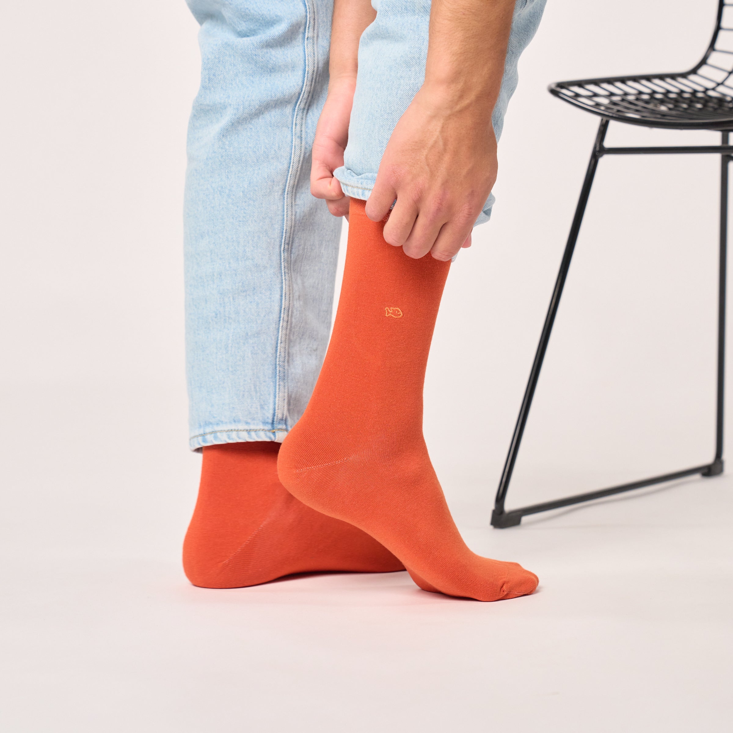 Plain bamboo socks Orange - BILLYBELT