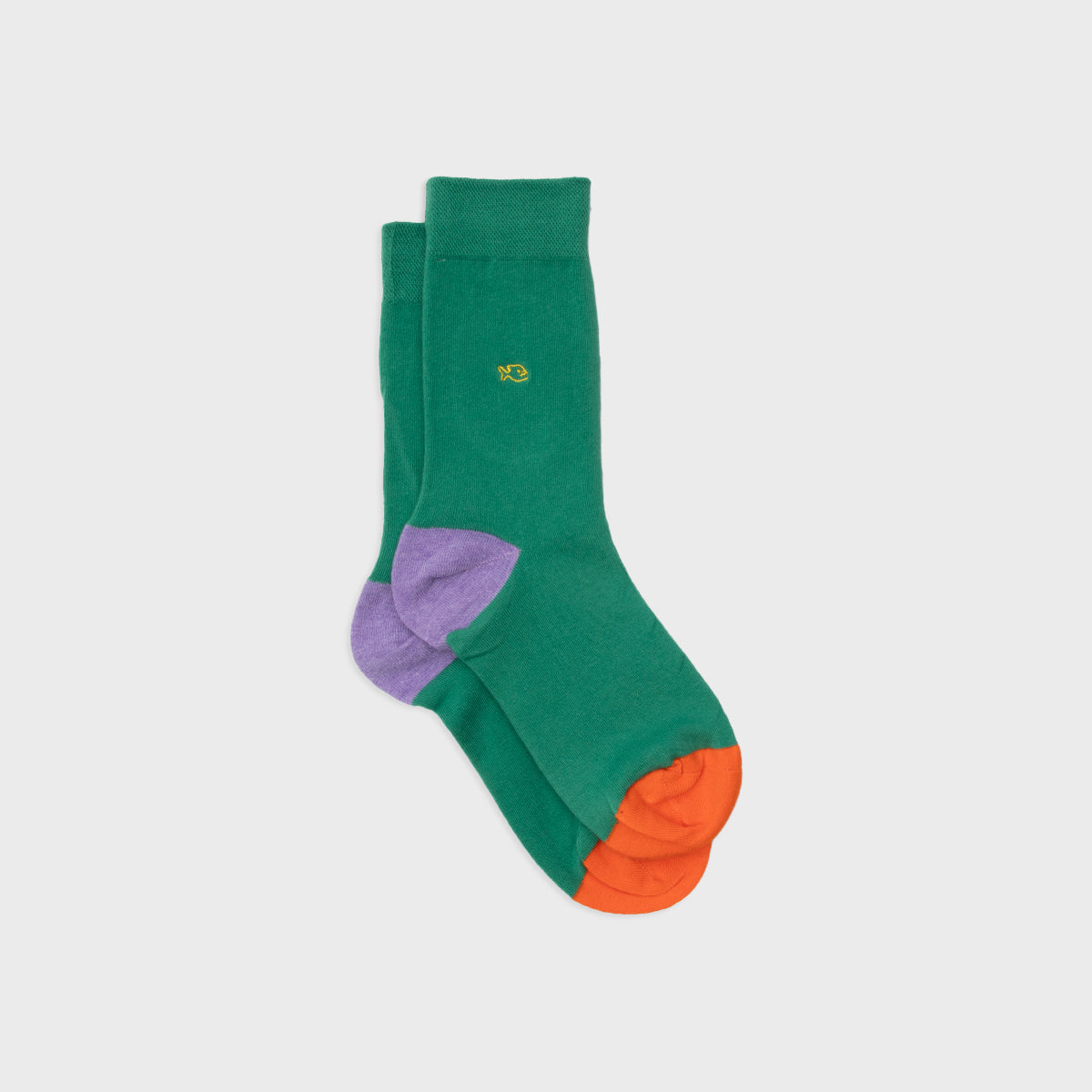 Chaussettes en coton peigne unies vert chiné - BILLYBELT
